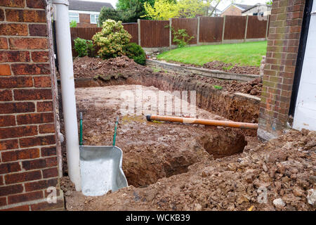 Foundations being dug out for a house extension, Stoke-on-Trent ...