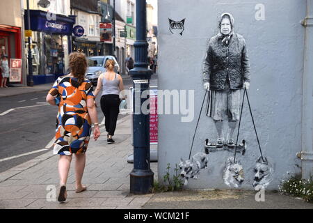 Street art in Whitstable depicting Her Majesty Queen Elizabeth II Stock ...