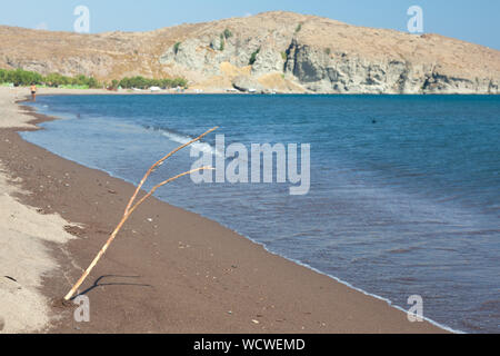 Beach of Chrousos, near Mesotopos village, in Lesvos island, Aegean sea ...