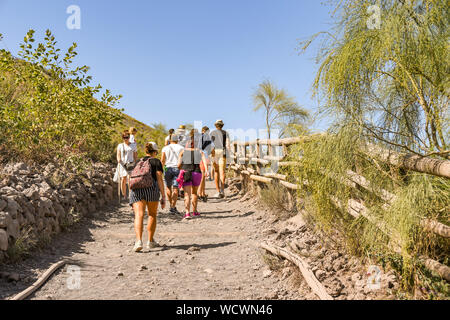 People walking up Vesuvius, Mount Vesuvius or Vesuvio, an active ...