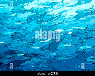 Fish, Shoaling and schooling - Underwater Art Illustration Stock Photo ...