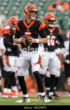 Cincinnati Bengals quarterback Ryan Finley (5) is sacked by New York ...