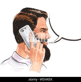a sketch of a man talking on the phone Stock Photo - Alamy