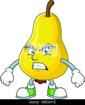 Angry yellow pear cartoon character on white background Stock Vector ...