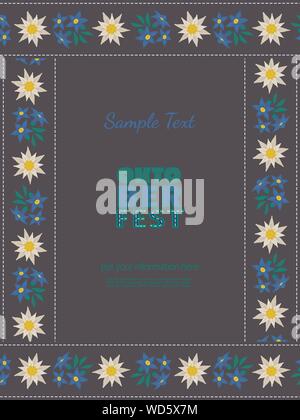 Edelweiss hand drawn vector ribbon pattern frame Stock Vector Image ...