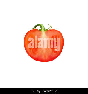 Macro shot of a sliced tomato isolated over white Stock Photo - Alamy