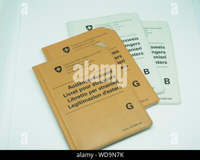 Switzerland Swiss identification documents and work permits Stock Photo ...