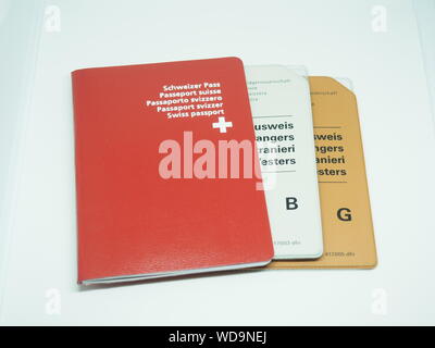 Switzerland Swiss Passport documents and work permits Stock Photo - Alamy