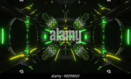 futuristic alien ship sci-fi space tunnel 3d illustration background ...