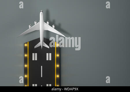 passenger plane takes off top view. 3d rendering Stock Photo - Alamy