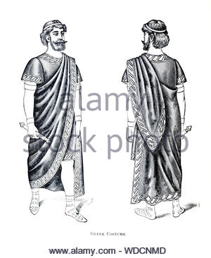 A depiction of traditional Greek costume from the island of Crete ...