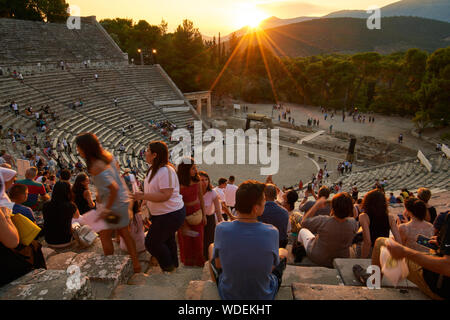 Evening performance of an ancient Greek play in the 4th century BC ...