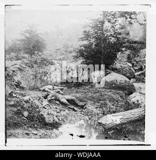 Gettysburg, Pa. Dead Confederate soldiers in "the devil's den". Civil ...