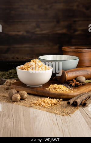 Cyprus Pyramid Salt in a bowl and food preparation and kitchen setting ...