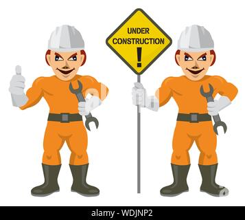 Construction Worker Construction Sign Isolated Stock Vector Image & Art ...