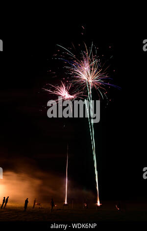Long exposure of people letting off fireworks Stock Photo - Alamy