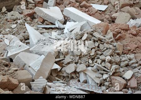 Big Pile of Demolition Debris at Abandoned Factory Building Stock Photo ...