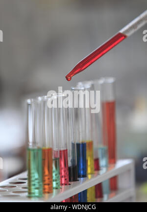 close-up of test-tube with red sample on a white background Stock Photo ...