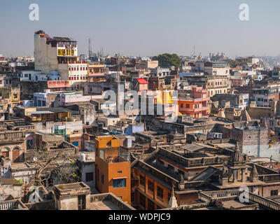 Rooftop View of downtown Varanasi, Uttar Pradesh, India, Asia Stock ...