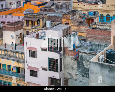 Rooftop View of downtown Varanasi, Uttar Pradesh, India, Asia Stock ...