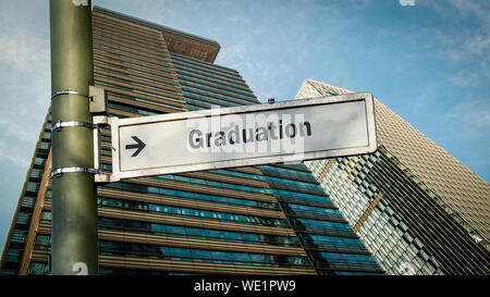 Street Sign the Direction Way to Graduation Stock Photo - Alamy