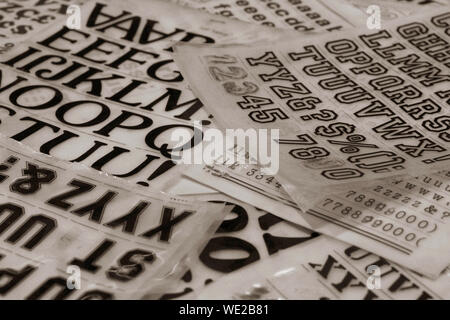 Retro transfer lettering, rub down letters Stock Photo - Alamy