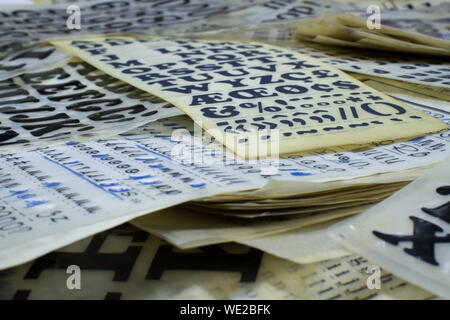 Retro transfer lettering, rub down letters Stock Photo - Alamy