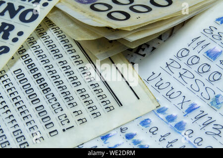 Retro transfer lettering, rub down letters Stock Photo - Alamy