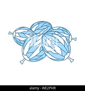Icon Of Gooseberry. Thin Line With Blue Fill Design. Vector ...