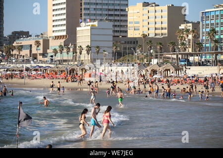 Israeli Beaches People Having Fun In Summer, Sun And Sea Stock Photo ...