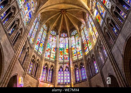 Stained glass of Basilica of Saint-Denis. Necropolis of the kings of ...
