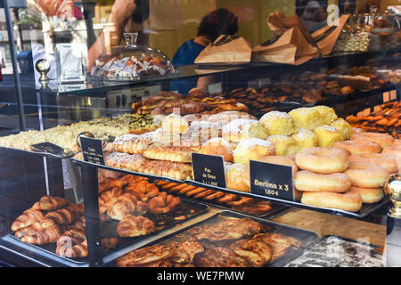 French bakery display with different kinds of bread loaves Stock Photo ...