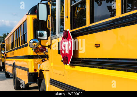 Stop Sign on School Bus Stock Photo - Alamy