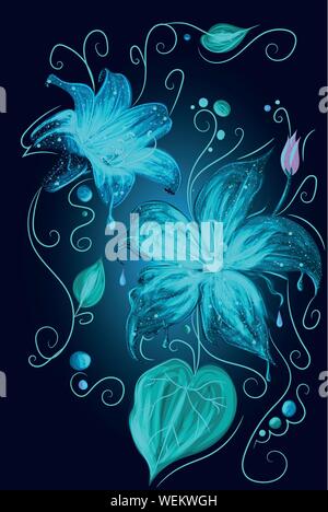 Floral pattern with flowers and leaves Fantasy flowers Abstract Floral ...