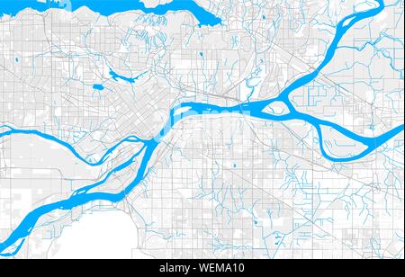 Map of Surrey city, British Columbia, Canada. Horizontal background map ...
