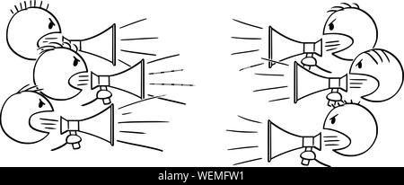 A cartoon drawing of a man yelling into a megaphone Stock Photo ...