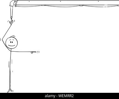 Smiling Person Pointing at Something, Vector Cartoon Stick Figure ...