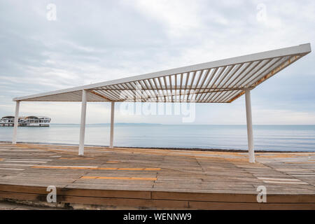 Abstract decorative metallic structure at Vollga Waterfront promenade ...