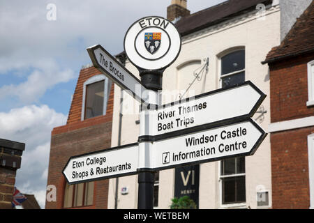 Tourist Direction Signpost at Eton; Windsor; London; England; UK Stock ...