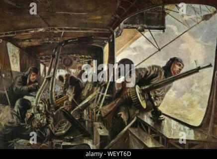ZEPPELIN The rear engine gondola of a German airship during an attack ...