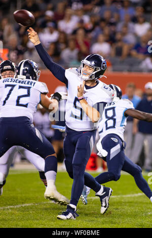 Tennessee Titans quarterback Logan Woodside (5) works during the first ...