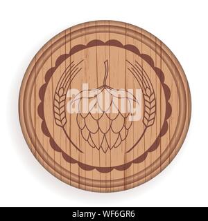 Round wooden signboard. Beer design elements template for logo label ...