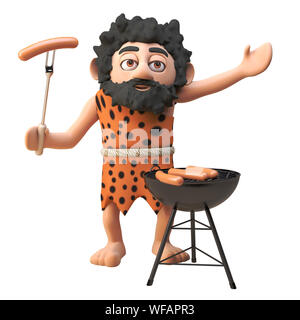 3d render of a caveman cooking on a barbecue Stock Photo - Alamy