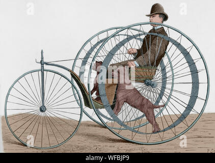 The "Cynophere", or dog-powered velocipede. It was invented by the ...