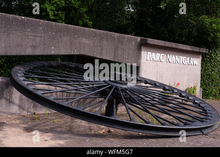 Coal mine winding wheel from pithead Stock Photo - Alamy