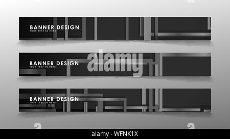 Banners of abstract geometric and rectangular patterns with black and ...