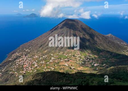 Aerial view, Alicudi island, Aeolian Islands, Sicily, Italy Stock Photo ...