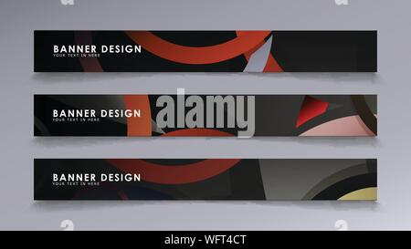 Rectangular vector banners against the background of stacked rings ...