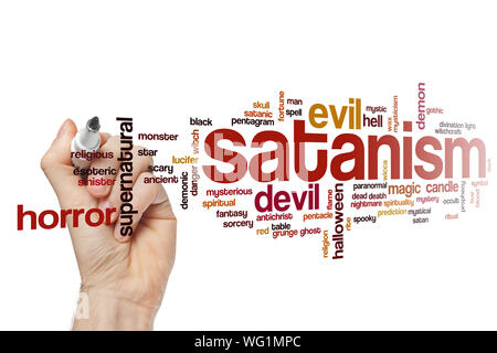 Satanism word cloud concept Stock Photo - Alamy