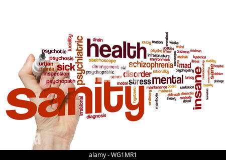 Sanity word cloud concept Stock Photo - Alamy